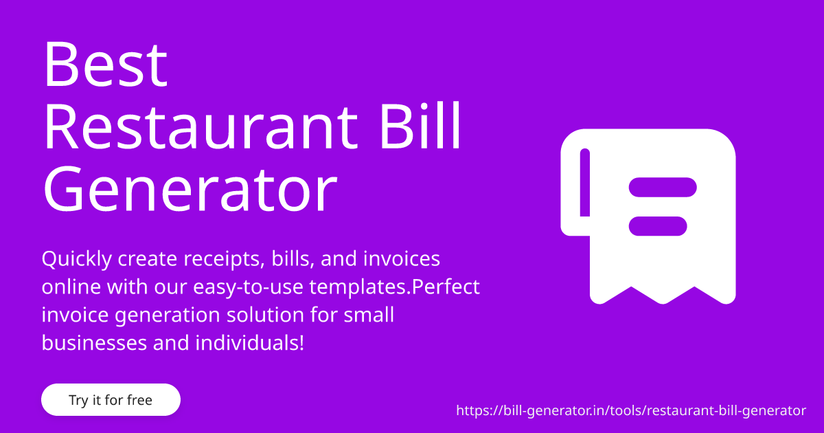 Best Restaurant Bill Generator